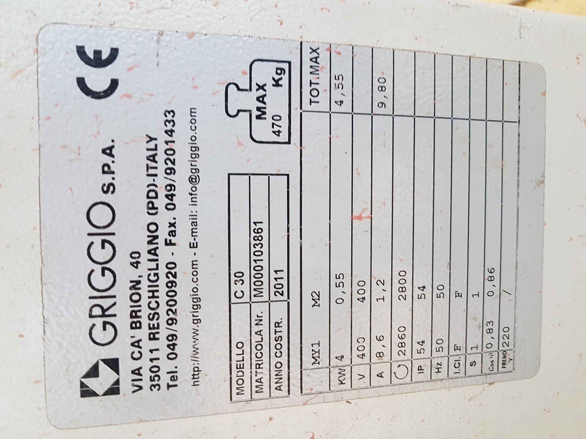 Форматно-раскроечный станок Griggio C30, год выпуска 2011, в комплекте ...